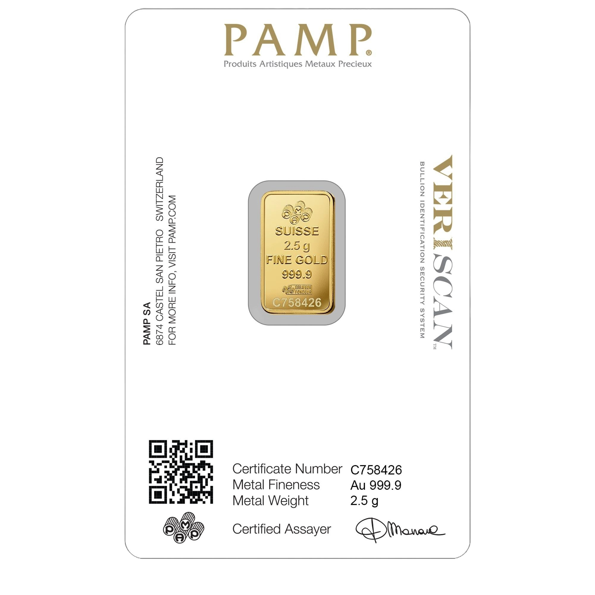 2.5g Gold PAMP - Rosa Bullion - Buy Bullion, Buy Gold